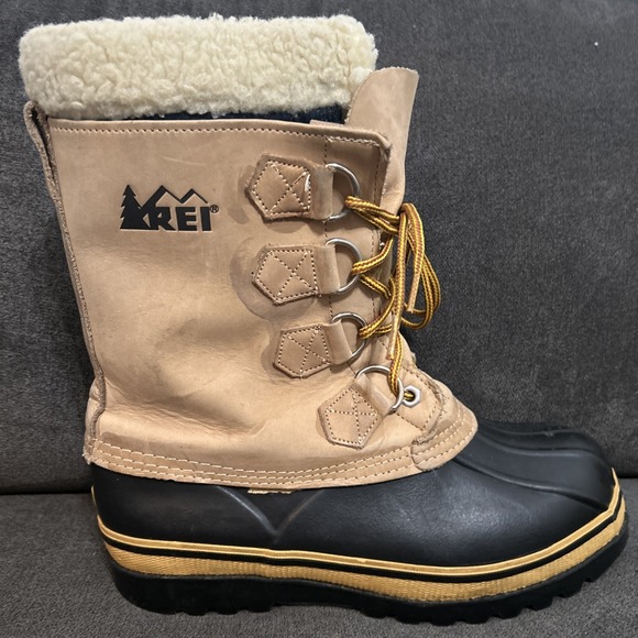 REI | Shoes | Rei Pac Snow Boots Mens 8 Tan Leather Liners Winter Work ...